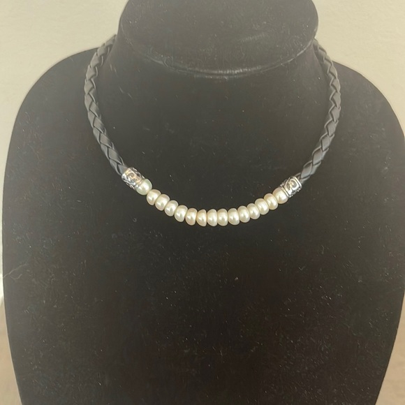 Honora | Jewelry | Honora Freshwater Pearl And Black Leather Necklace ...